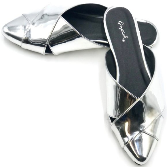 Shoes | Sliver Metallic Slides | Poshmark